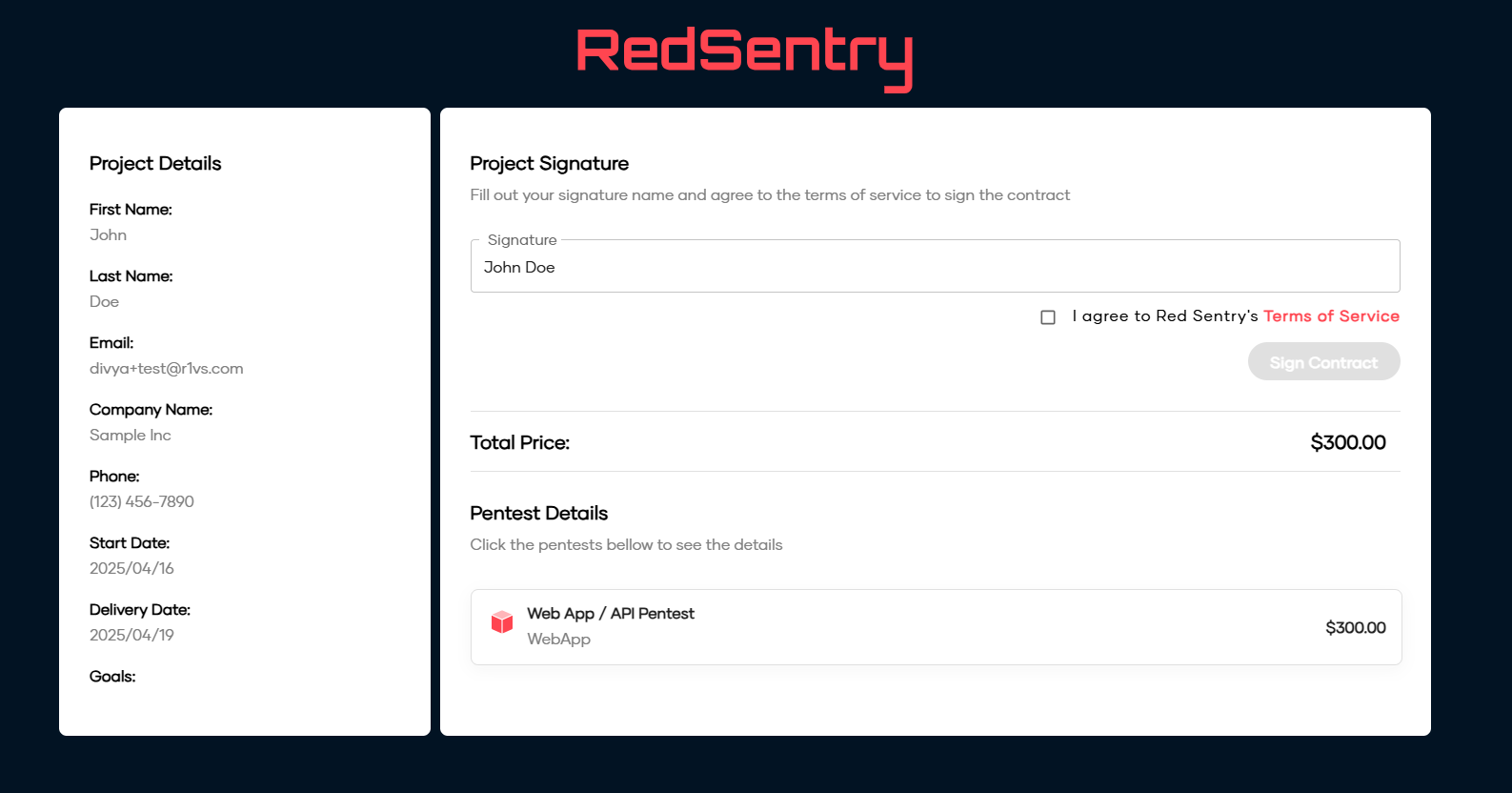 Quote Review and Sign Off – Red Sentry